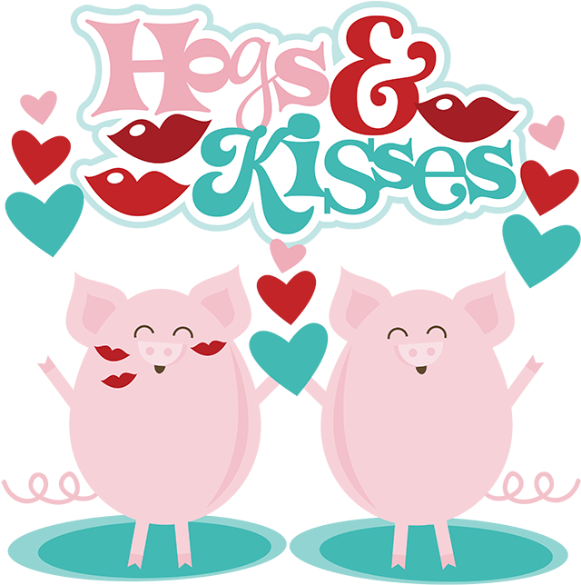 Domestic Pig Clip Art - Hogs And Kisses Valentine Printable - (648x644 ...