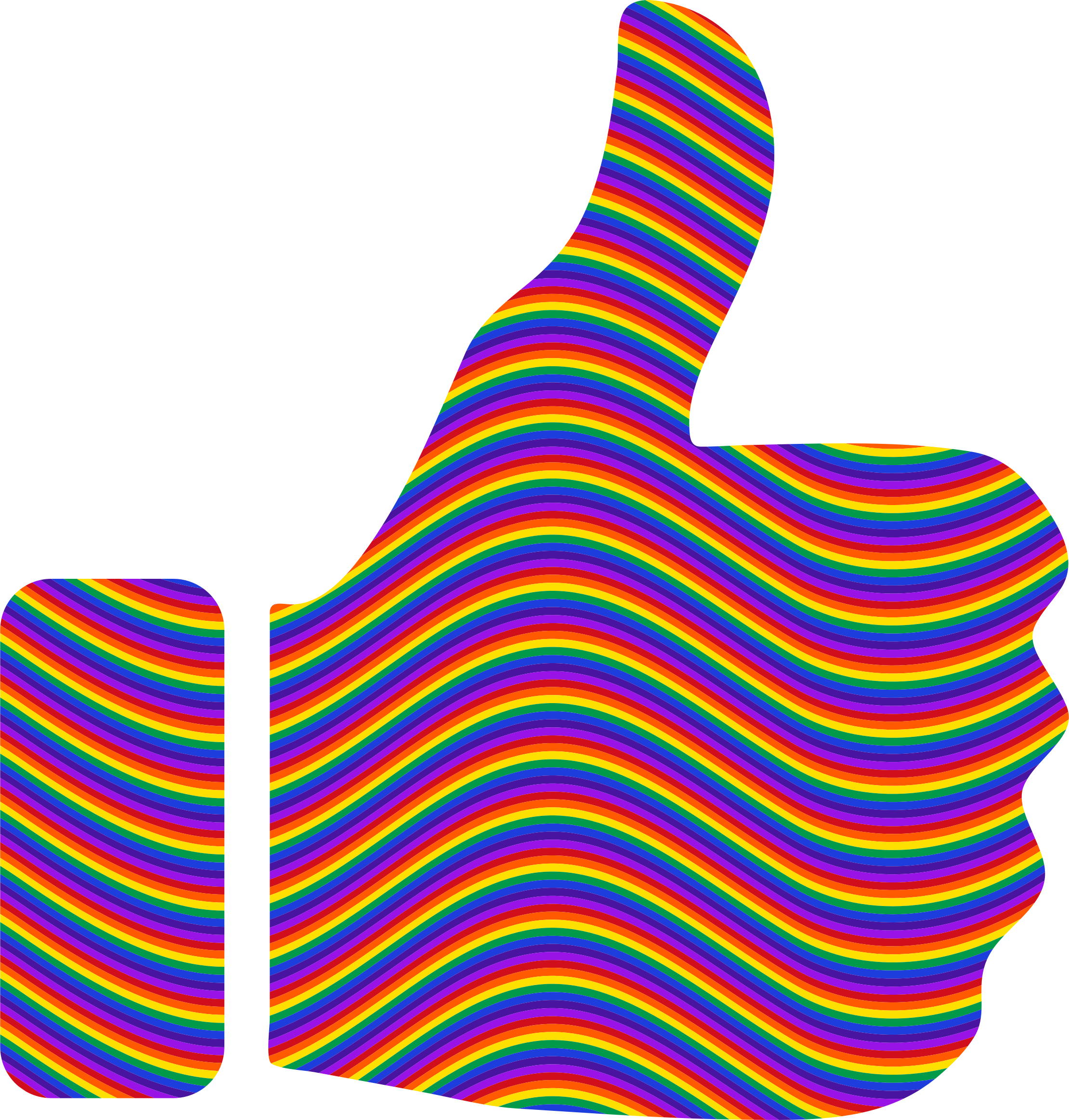 Waves Thumbs Up - Rainbow Thumbs Up - Full Size PNG Clipart Images Download