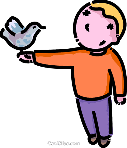 Boy Clipart Bird - Cartoon Boy With Bird - (413x480) Png Clipart Download