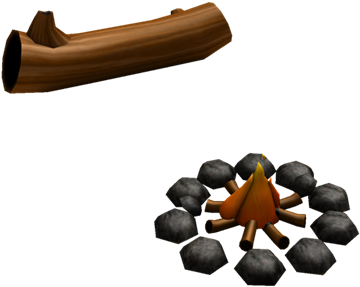 Campfire And Log - Illustration - (420x420) Png Clipart Download