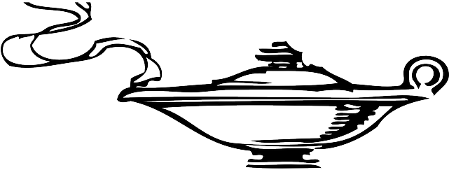 Black, Outline, Lamp, White, Fantasy, Fiction, Story - Genie Lamp Clip ...