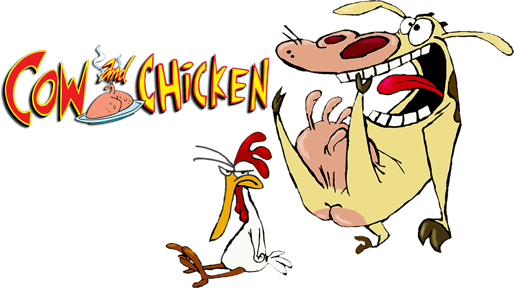 Mucca - Cow And Chicken Png - (1000x562) Png Clipart Download