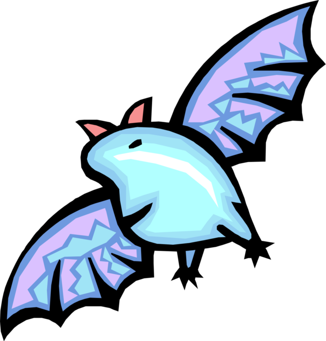 Vector Illustration Of Colorful Vampire Bat In Flight - Vector ...