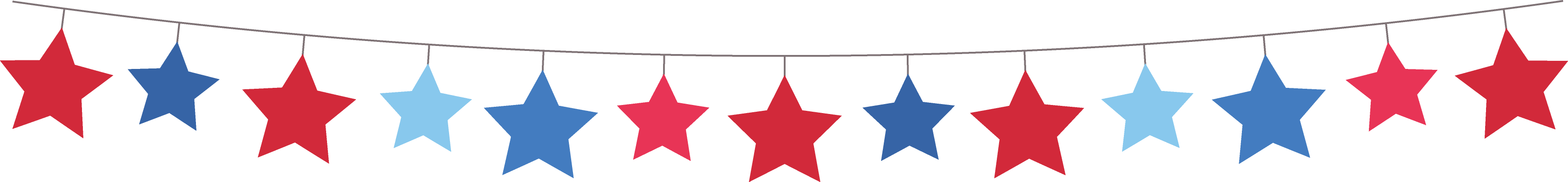 Star Bunting - Star Line Clipart Black And White - (3481x404) Png ...