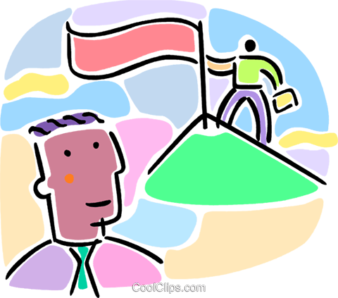 Man Reaching The Summit Royalty Free Vector Clip Art - Man Reaching The ...