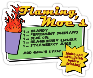 Flaming Moe's By Dutyfreak - Flaming Moe's - (375x360) Png Clipart Download