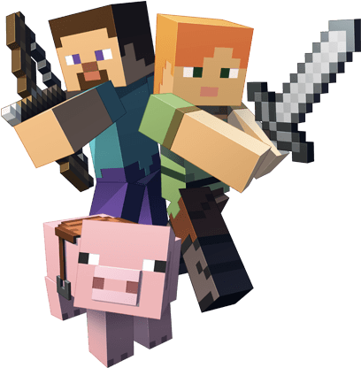 Fighting Minecraft Transparent Png - Steve E Alex Minecraft - (438x423 ...
