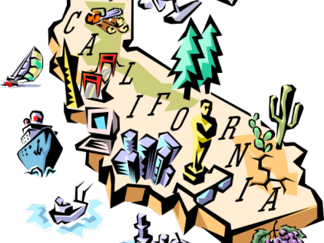 California Flag Clipart Banner - California Map Cartoon Png - (640x480 ...