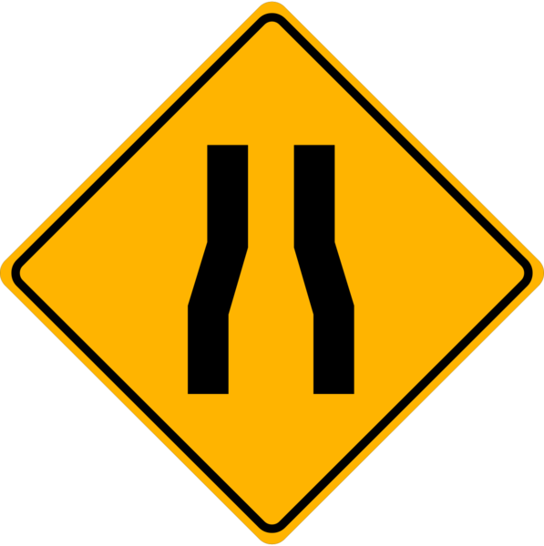 Wa-23 Narrow Road Ahead - Traffic Information Signs - Narrow Road Sign ...
