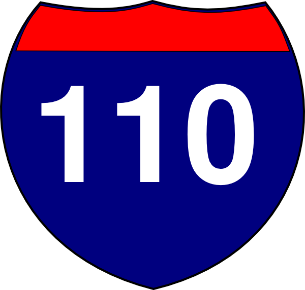 Interstate Highway Sign - Number 110 Clip Art - (600x572) Png Clipart ...