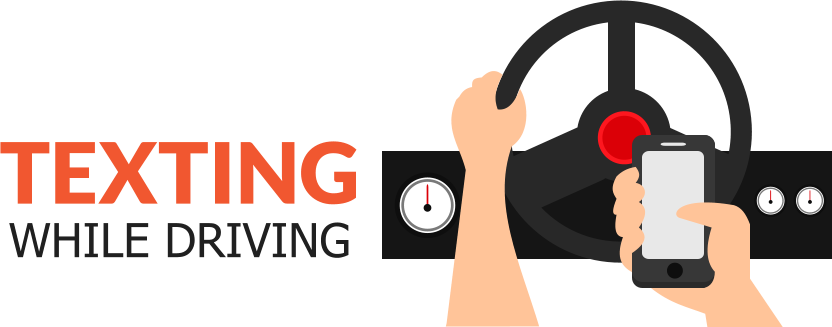 Design - Texting While Driving Clipart - (832x327) Png Clipart Download