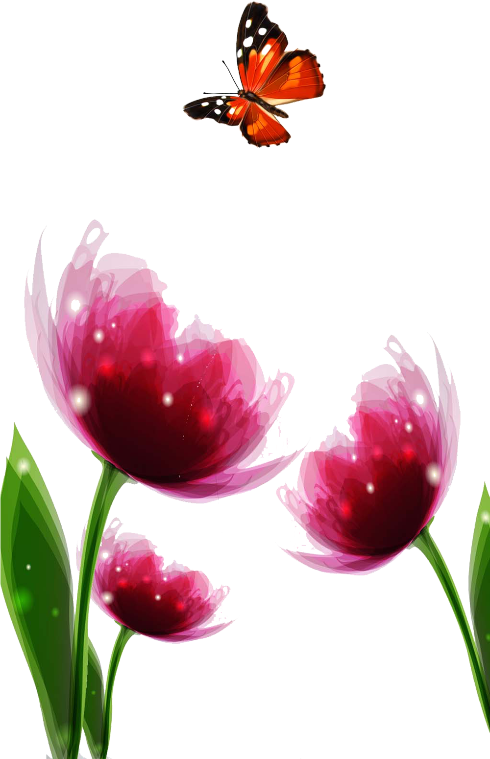 Tulipan Y Mariposa - (999x1873) Png Clipart Download