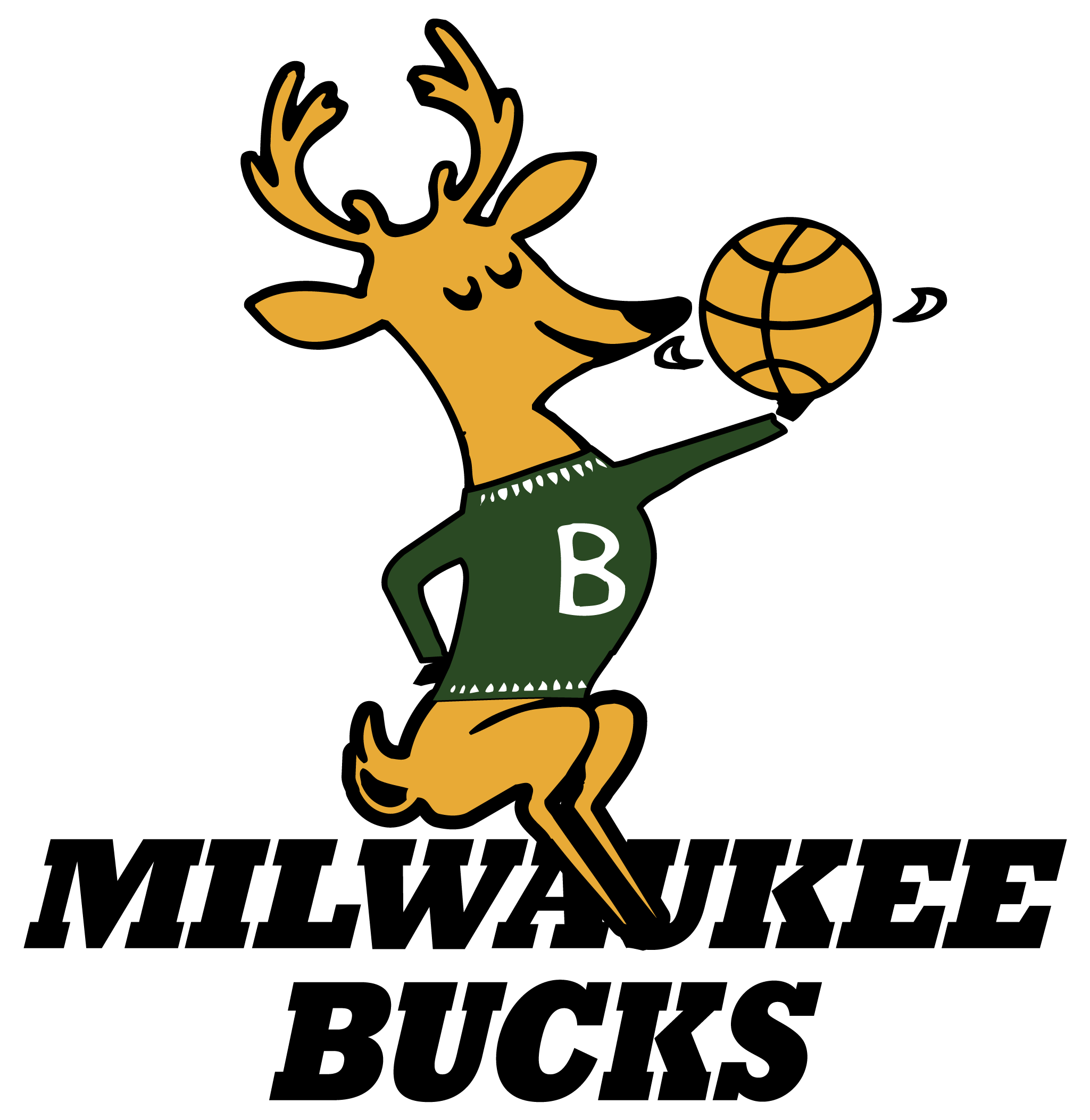 Clip Art Black And White Buck Vector Milwaukee - Milwaukee Bucks ...