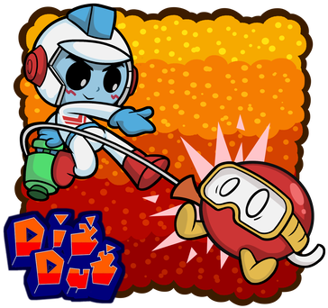 Personajes De Dig Dug Hd - (371x350) Png Clipart Download