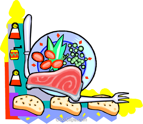 Supper Time With Salmon Royalty Free Vector Clip Art - Dinner Clip Art ...
