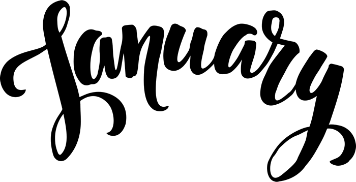 January Rubber Stamp - Calligraphy January - (700x358) Png Clipart Download