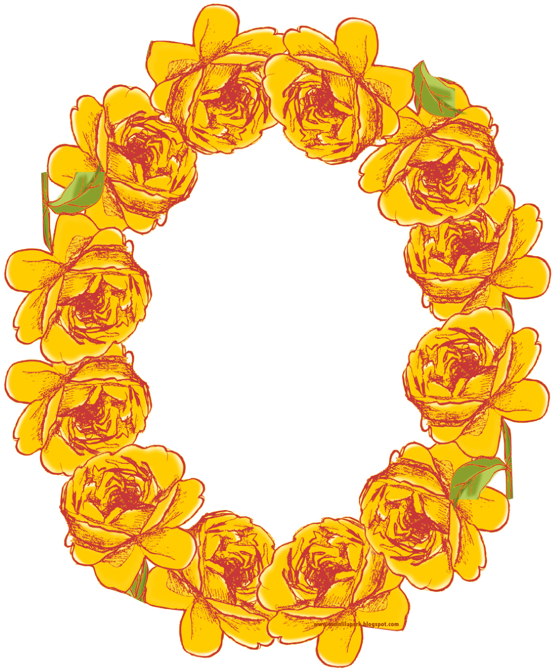 Free Digital Oval Yellow Rose Frame Png - Flower Frames Yellow Png ...