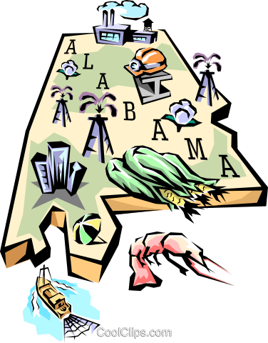Alabama Vignette Map Royalty Free Vector Clip Art Illustration - Map Of ...
