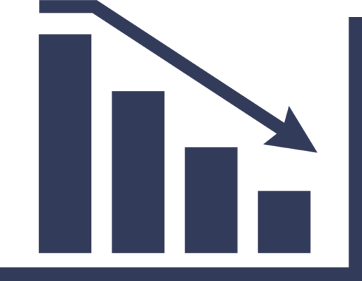 Bars Decrease Drop Arrow - Chart - (512x398) Png Clipart Download