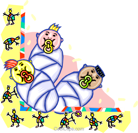 Three Newborn Babies Royalty Free Vector Clip Art Illustration ...