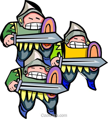 Three Cartoon Royalty Free Vector Clip Art - Medieval Knight Cartoon ...