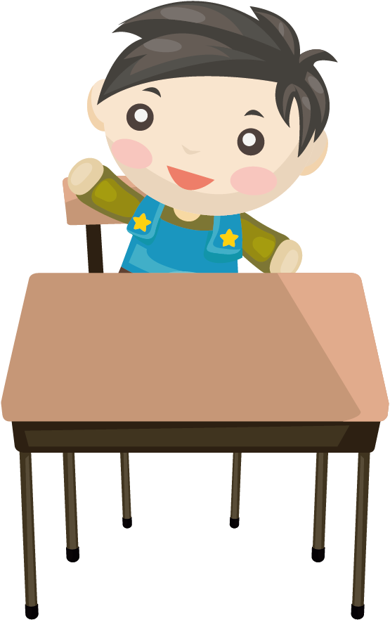 Table Boy Student Clip Art - Cartoon - (555x882) Png Clipart Download