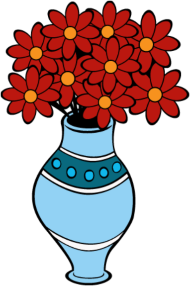 Blue Vase With Red Flowers - Cartoon Vase Of Flowers - (420x613) Png ...
