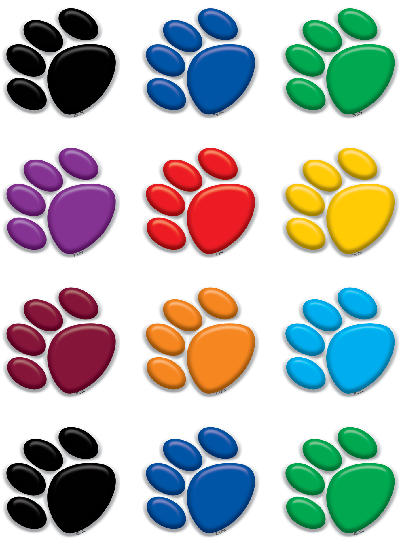 Colorful Paw Prints - (1519x2000) Png Clipart Download