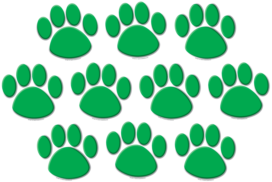 Tcr 4387 Green Paw Prints Cutouts - Paw Print Accents, Assorted Colors ...