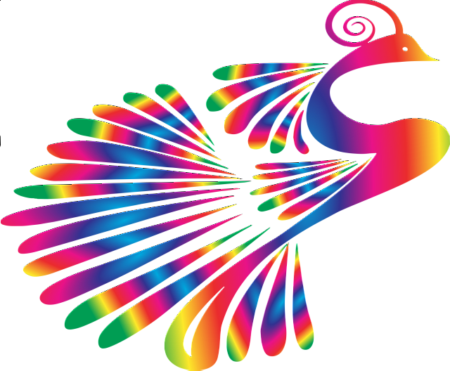Cropped Stylized Peacock Colorful Clipart Cropped Stylized Peacock
