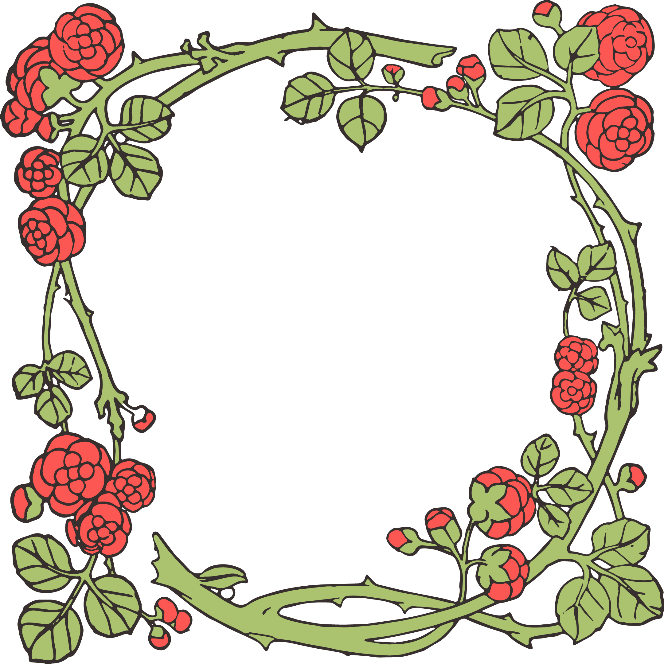 Vintage Flower Clipart Borders Vintage Color - Frame Roses Clip Art Png ...