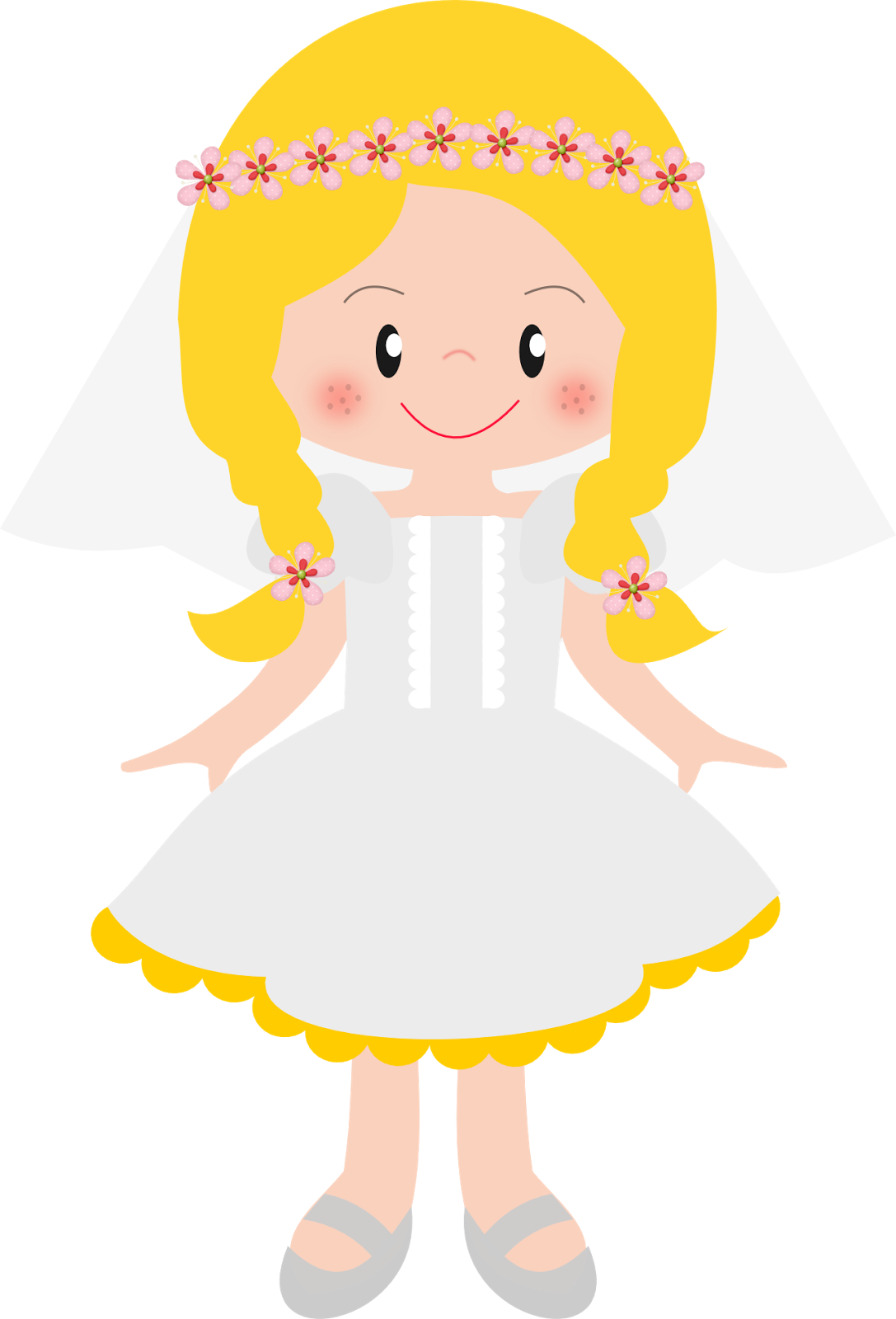Girls In Their First Communion Clip Art - Illustration - (1087x1600 ...