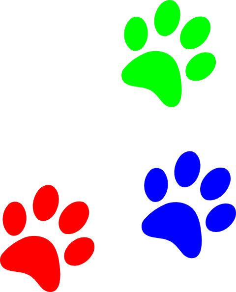 Dog Paw Prints Primary Colors Paw Prints Clip Art Vector - Paw Print ...
