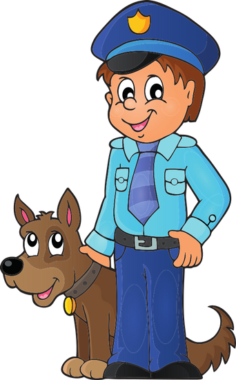 Policeman With Guard Dog - Police Officer With Dog Clipart - (342x550 ...