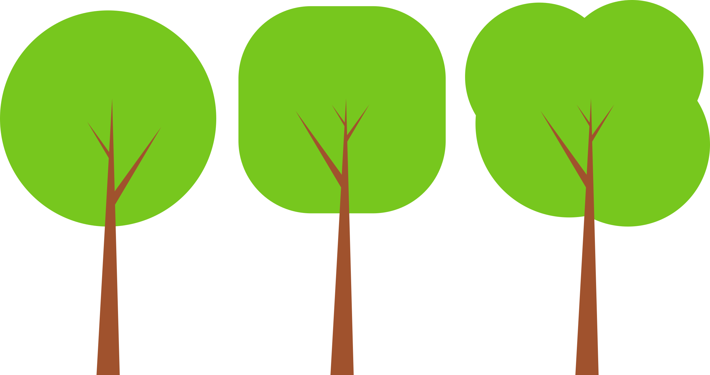 Tree - Cartoon Trees In A Row - (2400x1268) Png Clipart Download