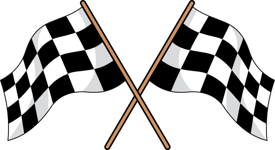 Two Crossed Black And White Checkered Flags - Cartoon Racing Flag ...