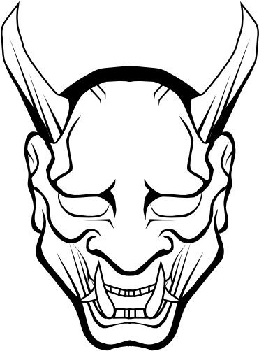 Devil Outline Clip Art At Clker - Oni Mask Drawing - (444x596) Png ...