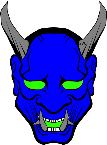 Blue Devil - Hannya - (444x596) Png Clipart Download