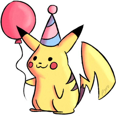 Pikachu Birthday Card - Pikachu With A Party Hat - (512x512) Png ...