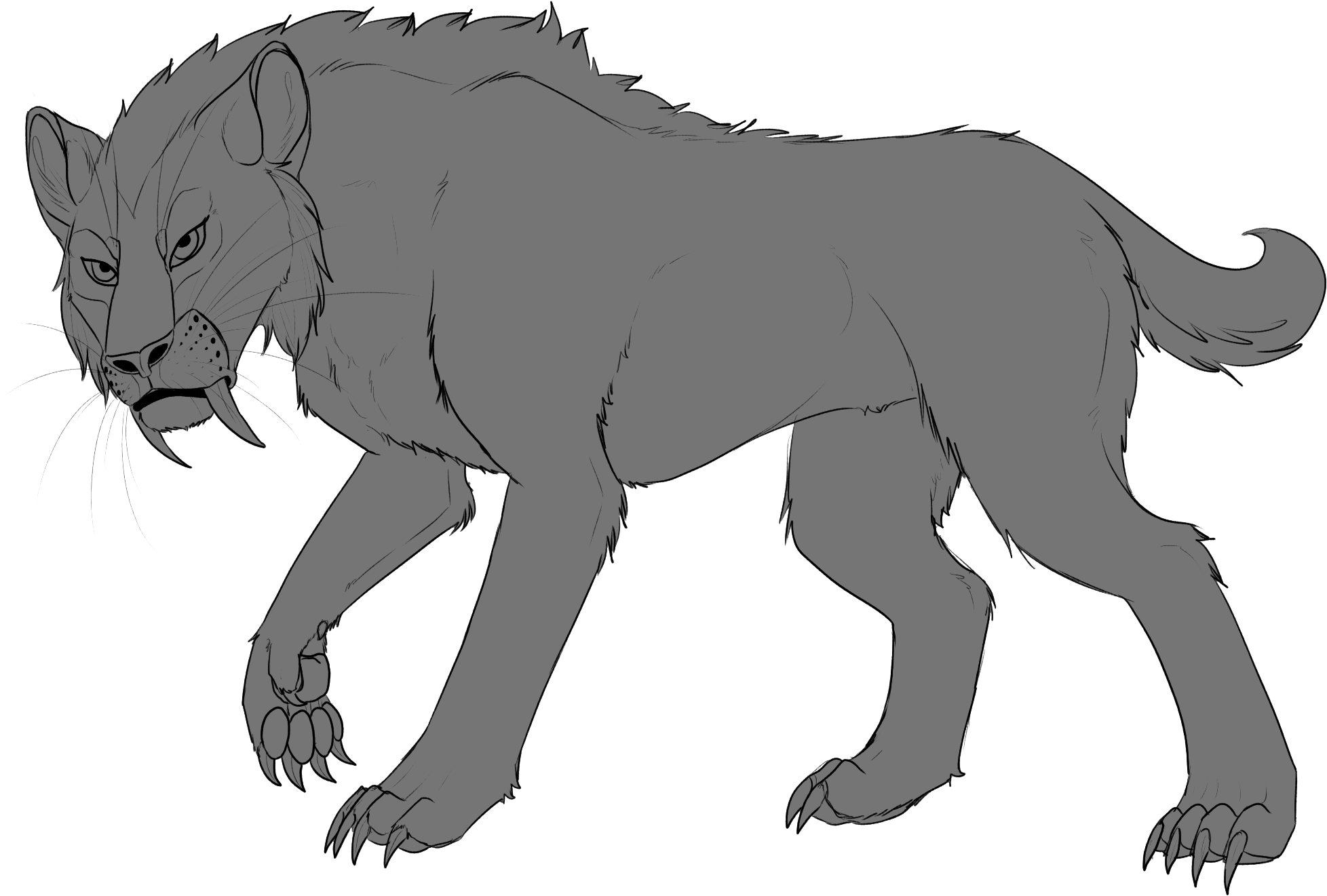 Free Smilodon Line Art By Artha Demon On Deviantart - Free Smilodon ...