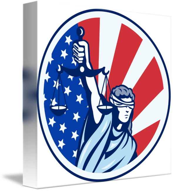American Lady Holding Scales Of Justice Flag Retro - Lady Justice Red ...