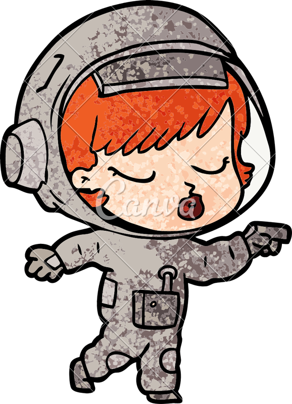 Cartoon Pretty Astronaut Girl Pointing - Girl Drawing Png - (578x800 ...