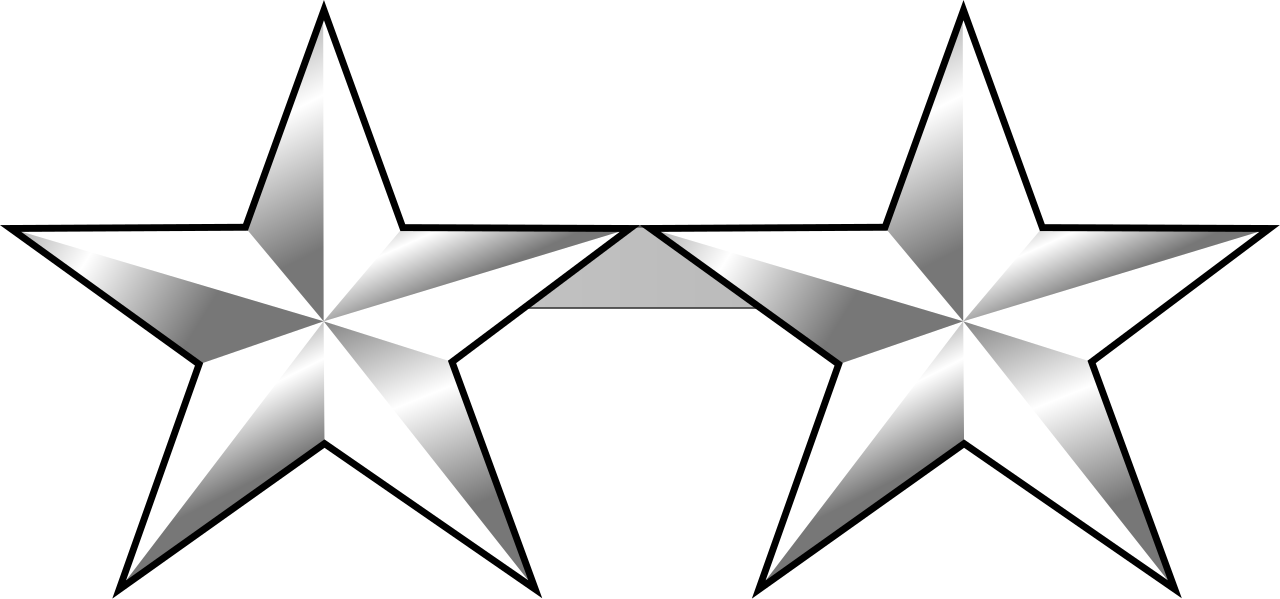 Major General - Three Star General Rank - (1280x599) Png Clipart Download