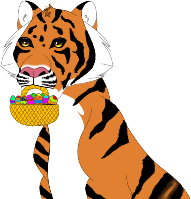 Easter Day Tiger - Cartoon - Full Size PNG Clipart Images Download