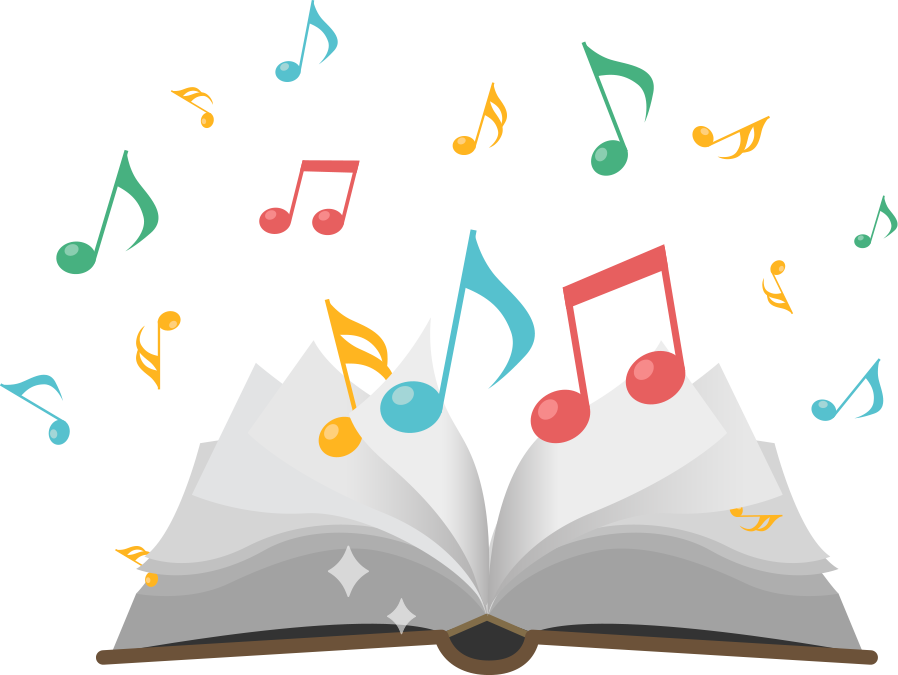 This Is An Open Book With Music Notes Coming Out Of - Book With Music ...