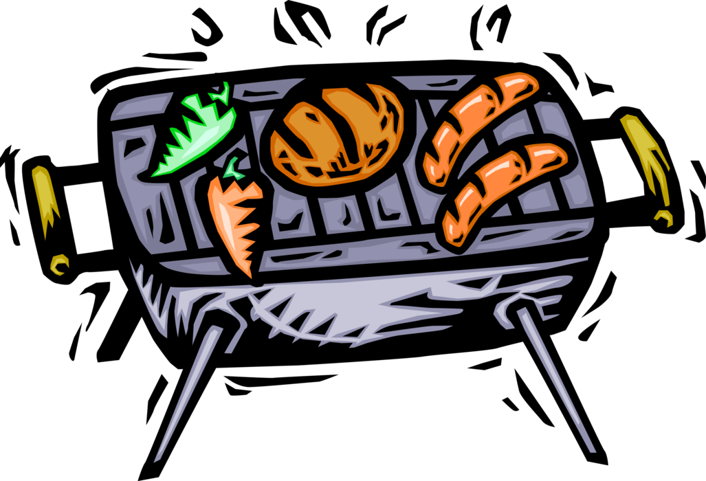 Vector Illustration Of Hot Dogs And Hamburgers Cooking - Illustration ...