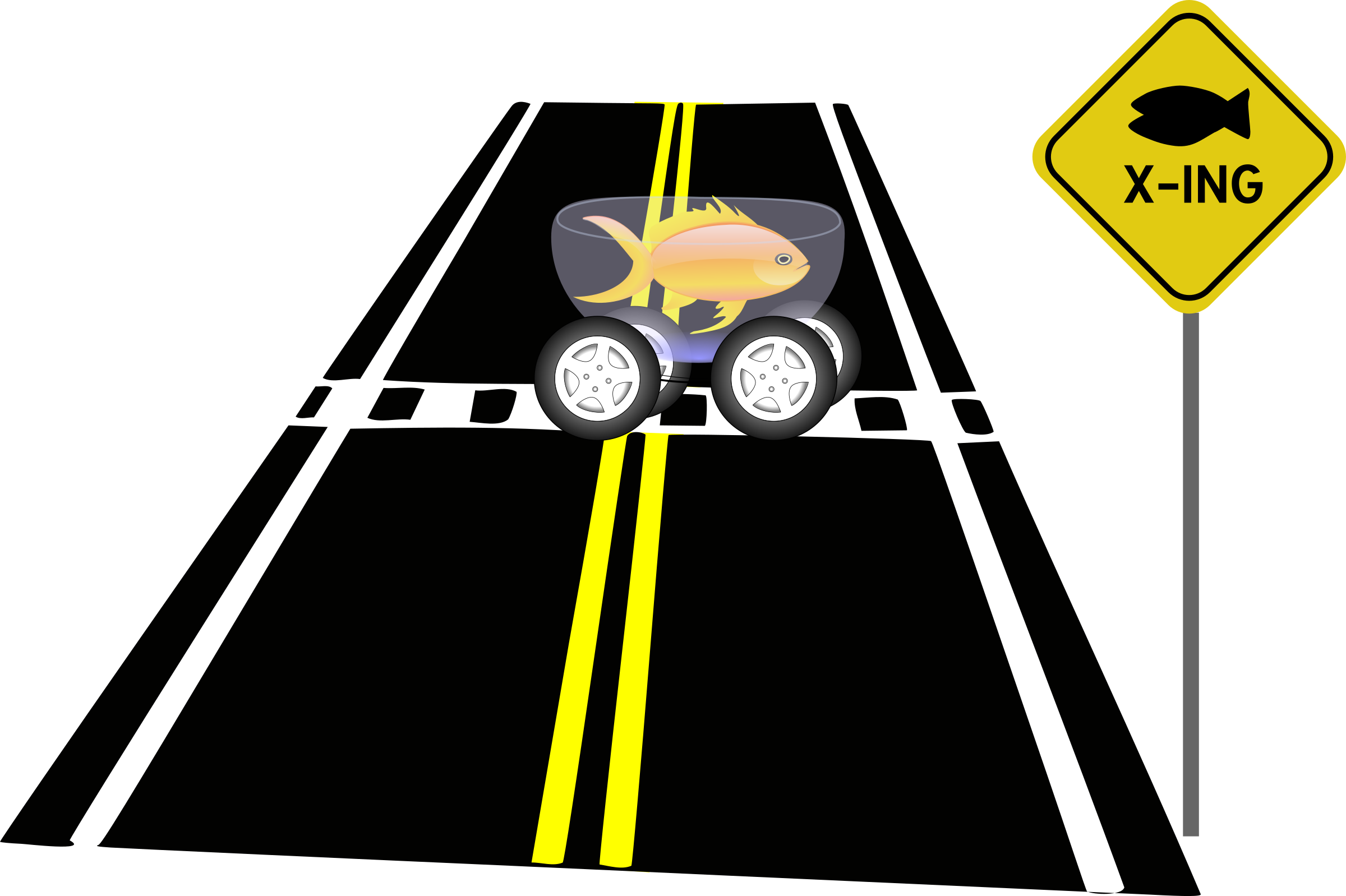 Fish Crossing Sign - (2400x1598) Png Clipart Download
