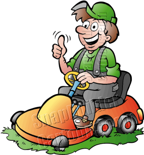 Riding Lawn Mower Cartoon - (600x315) Png Clipart Download