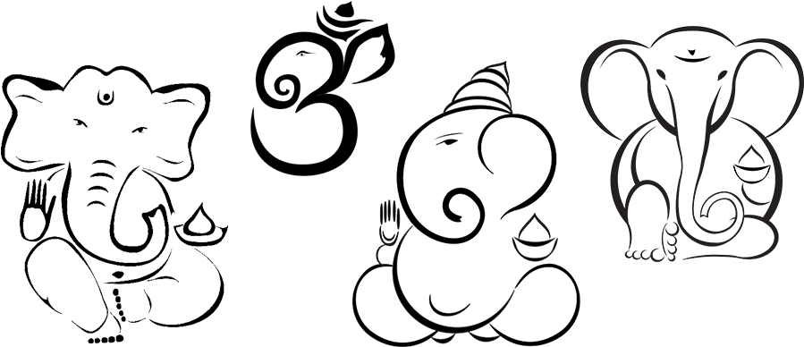 Ganesh Outline Clipart - Line Drawing Simple Ganesh - (960x450) Png ...