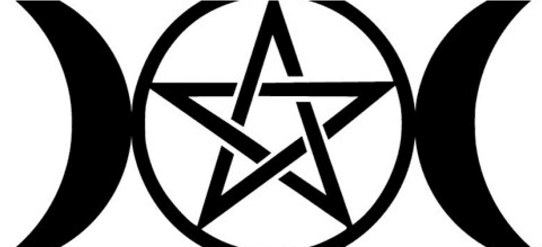 Pagan Clipart Triple Moon - Pentagram With Crescent Moons - (1140x500 ...